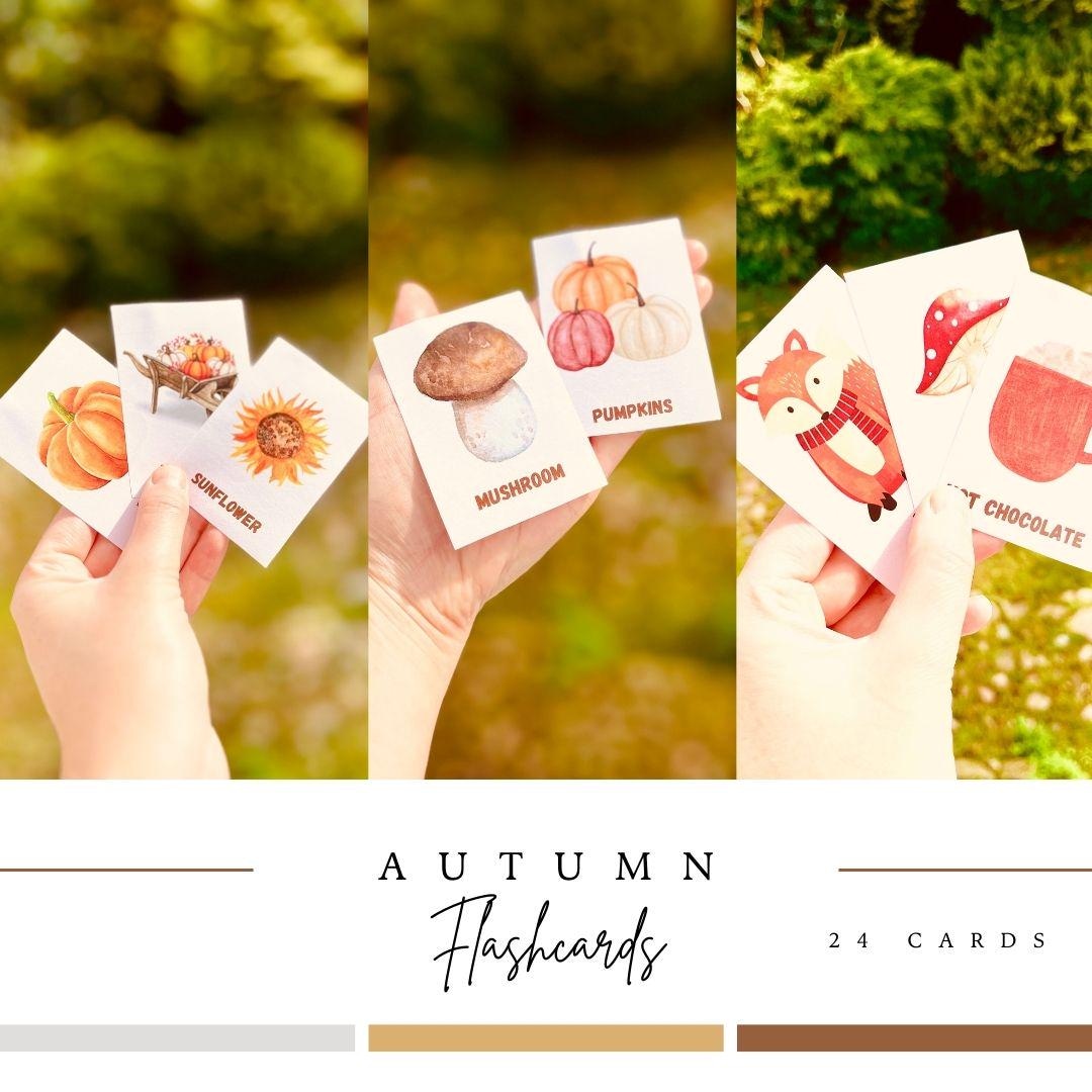 24 Printable Autumn Flashcards for Kids Fall Image Cards Montessori ...