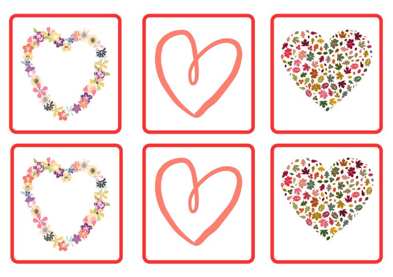 Valentine's Day Hearts Matching, Montessori Materials Printable ...