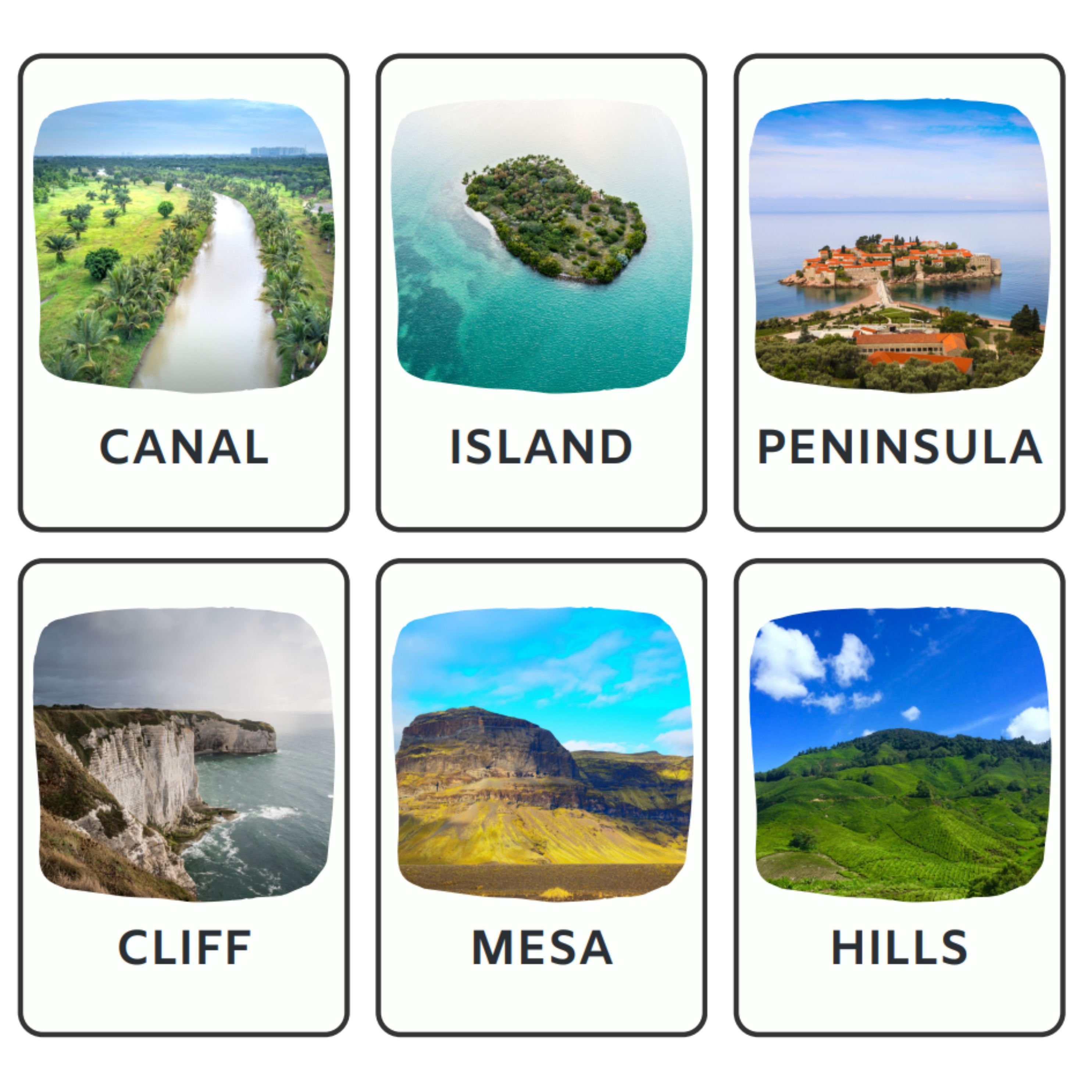 Landforms Flashcards Montessori, Geography Materials (digital Download ...