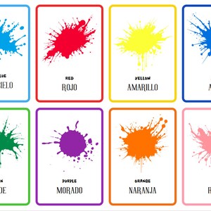 12 Bilingual Spanish English Color Flashcards, Colors in Spanish ...