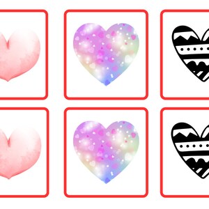 Valentine's Day Hearts Matching, Montessori Materials Printable ...