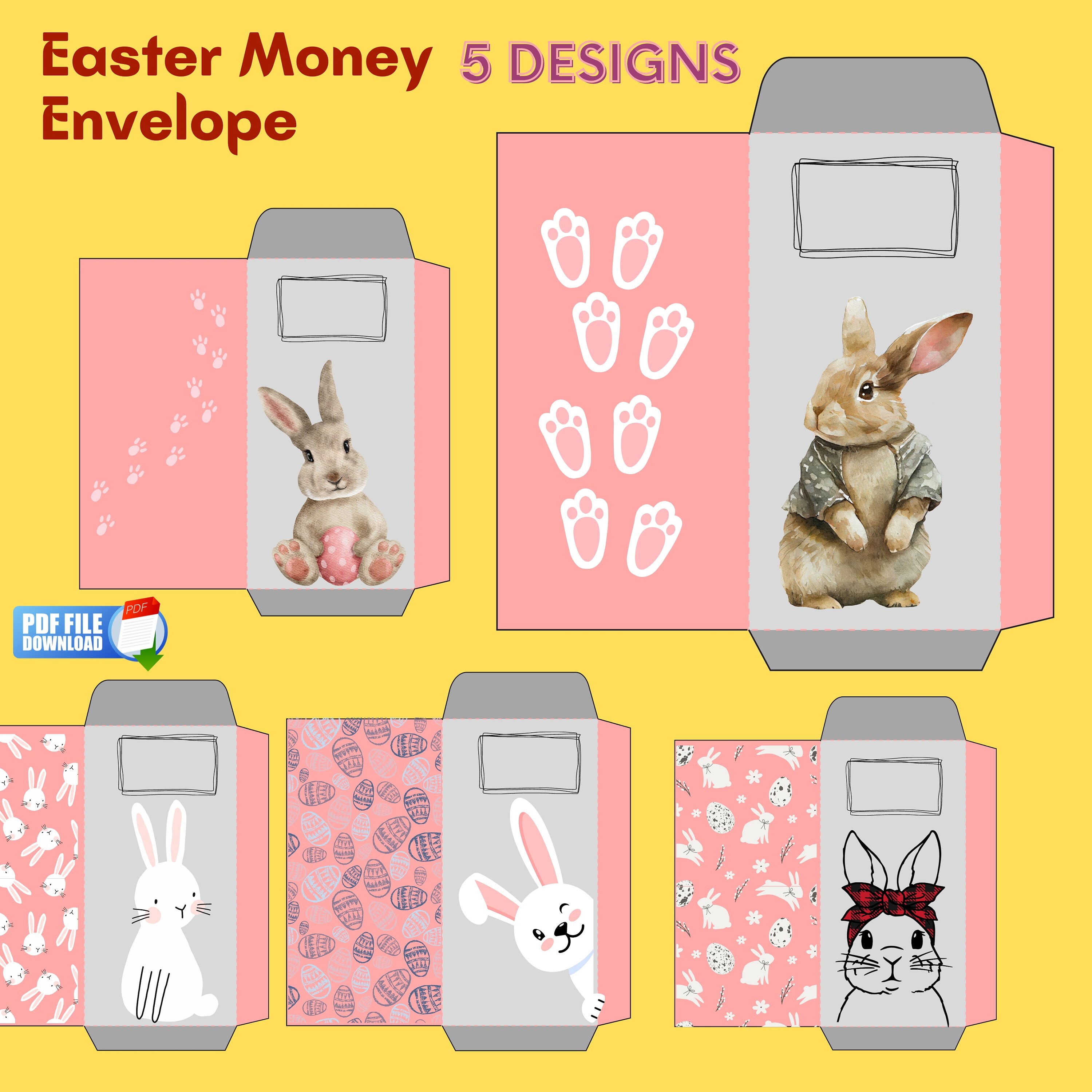 Easter Money Envelope Printable 5 Designs Template, Easter Gift, Gift ...