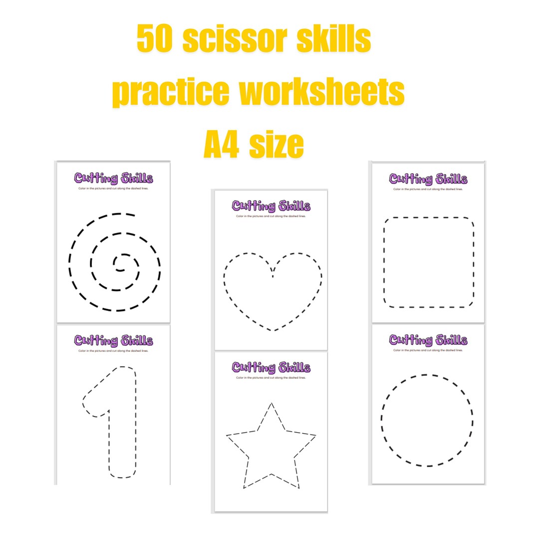 Scissor Skills Kindergarten Worksheets, Montessori Cutting Practice ...