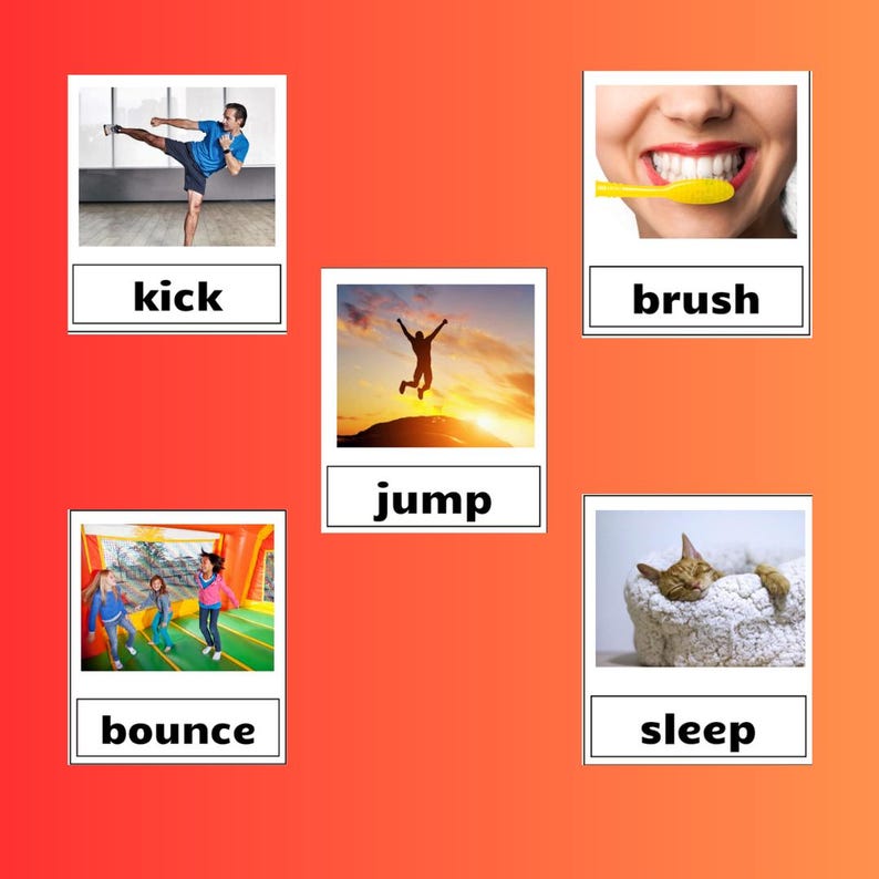 ACTION VERB Flash Cards, ESL Vocabulary Real Pictures, Parts of Speech ...