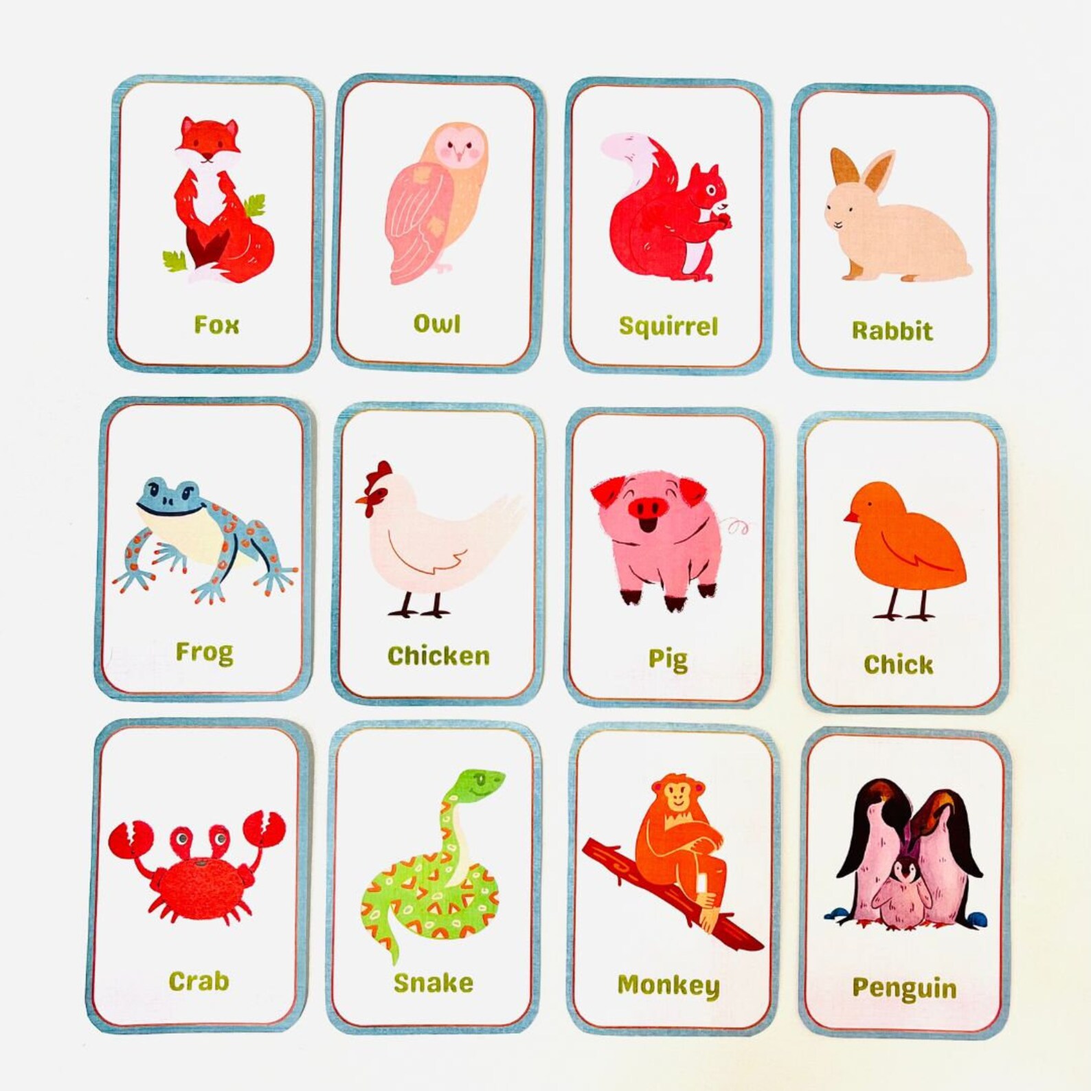 32 Printable Animal Flashcards for Kids Animals Image Cards Montessori ...