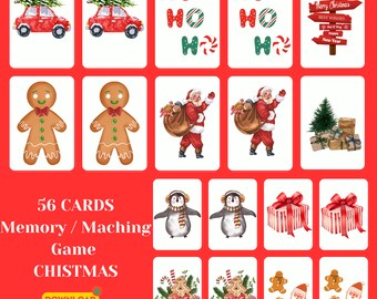 Christmas Matching Game Cards, Montessori Activity, 56 Cards (digital ...