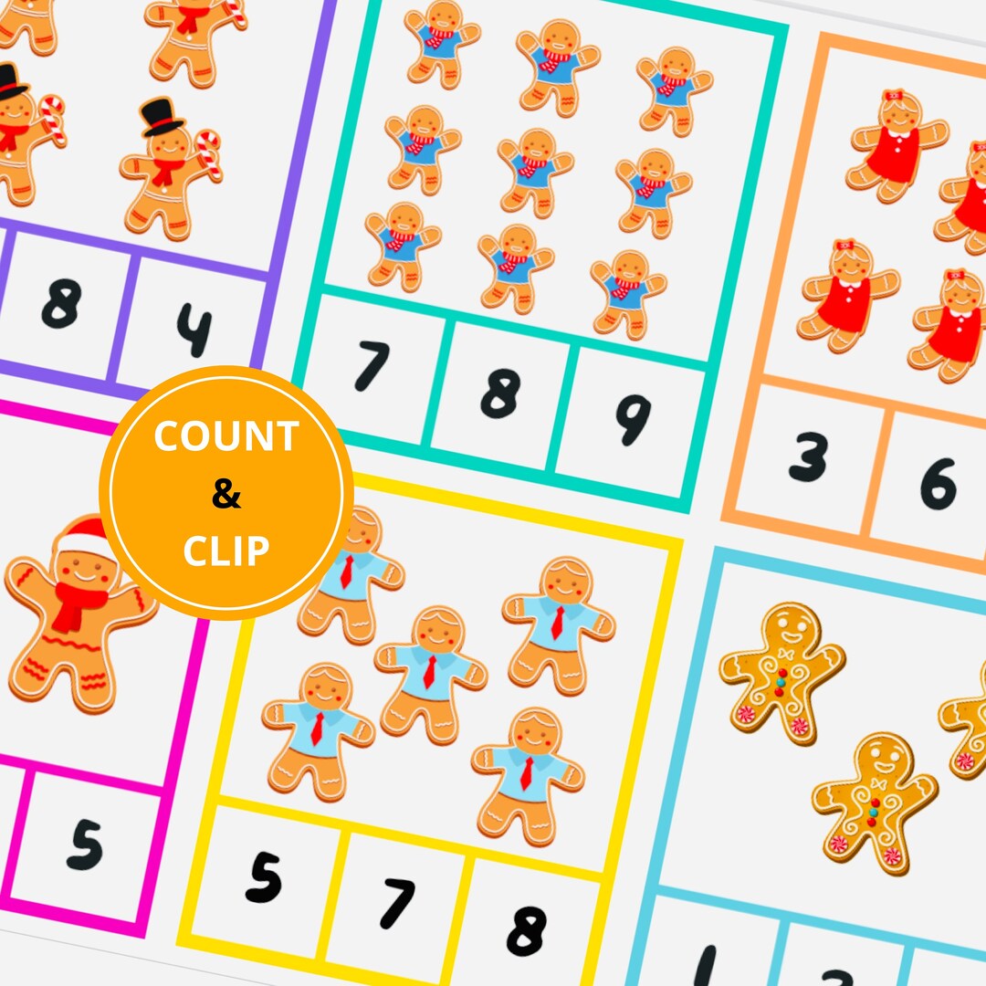 Count and Clip Cards, Christmas Cookies Count and Clip Cards Pdf, Count ...