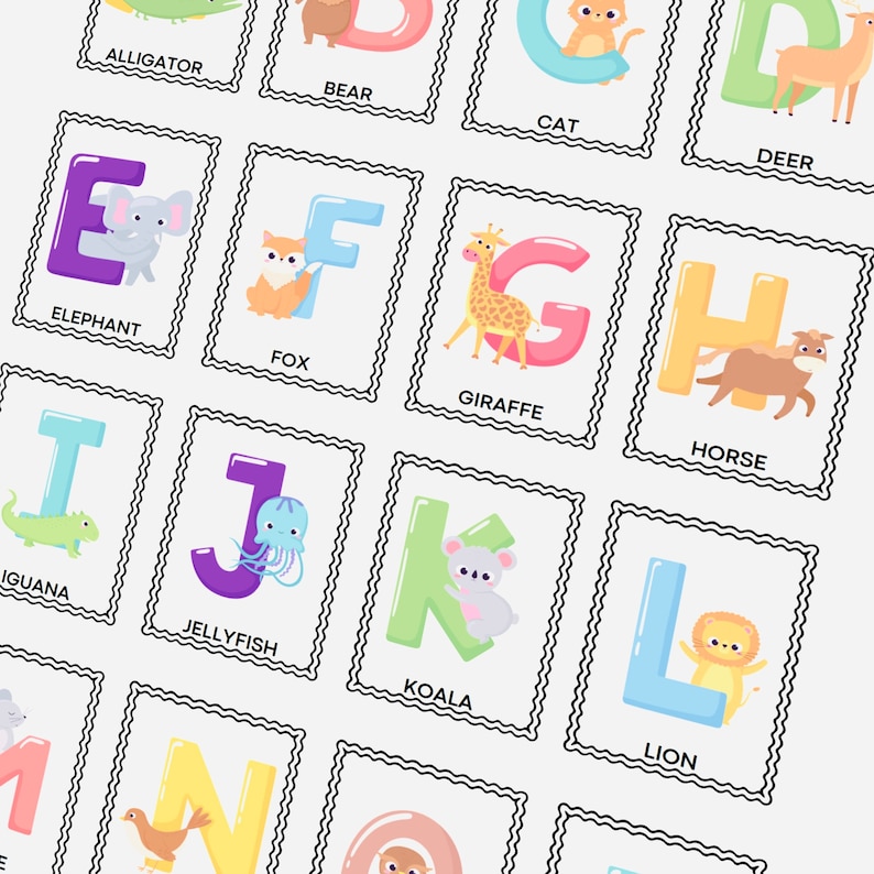 Alphabet Flashcards for Toddlers, Animal Alphabet Cards, Preschool ...