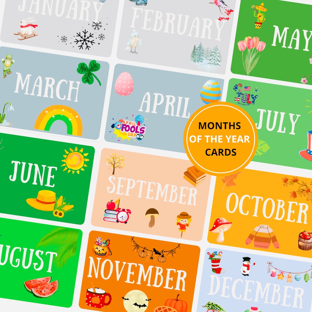 Months of the Year Flashcards, Montessori Flashcards, Nomenclature ...