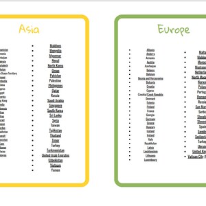 Continents Flash Cards Country by Contient Continents Cards Geography ...