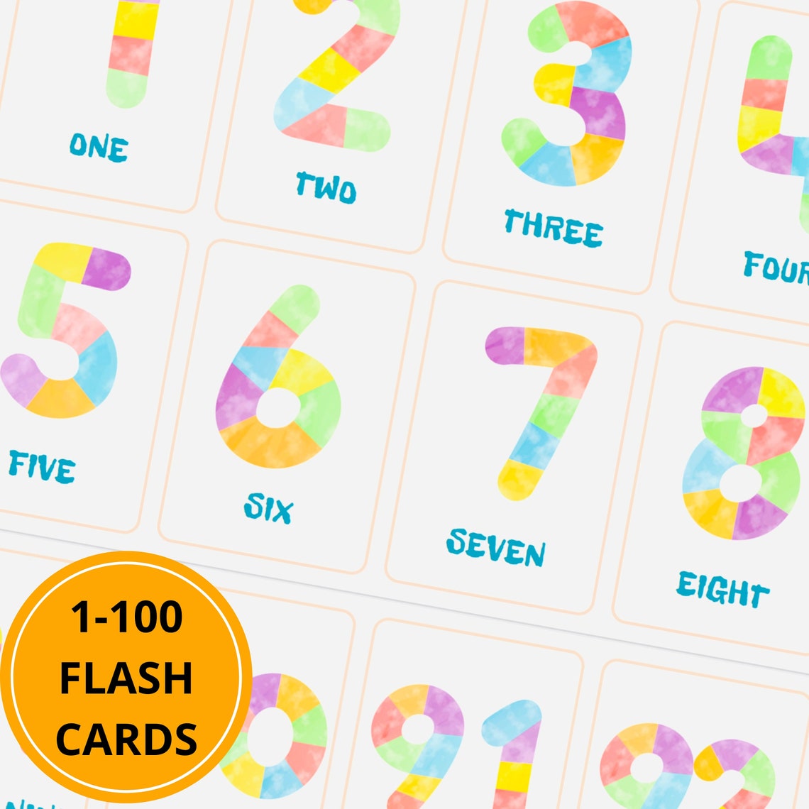 Numbers Printable Flash Cards, Preschool Counting Cards, Montessori ...