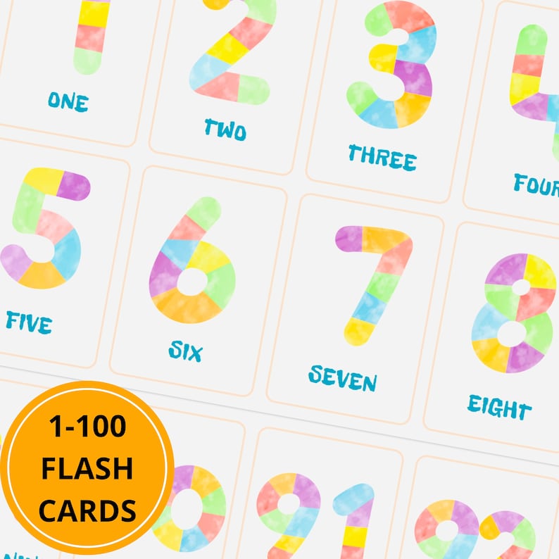 Numbers Printable Flash Cards, Preschool Counting Cards, Montessori ...