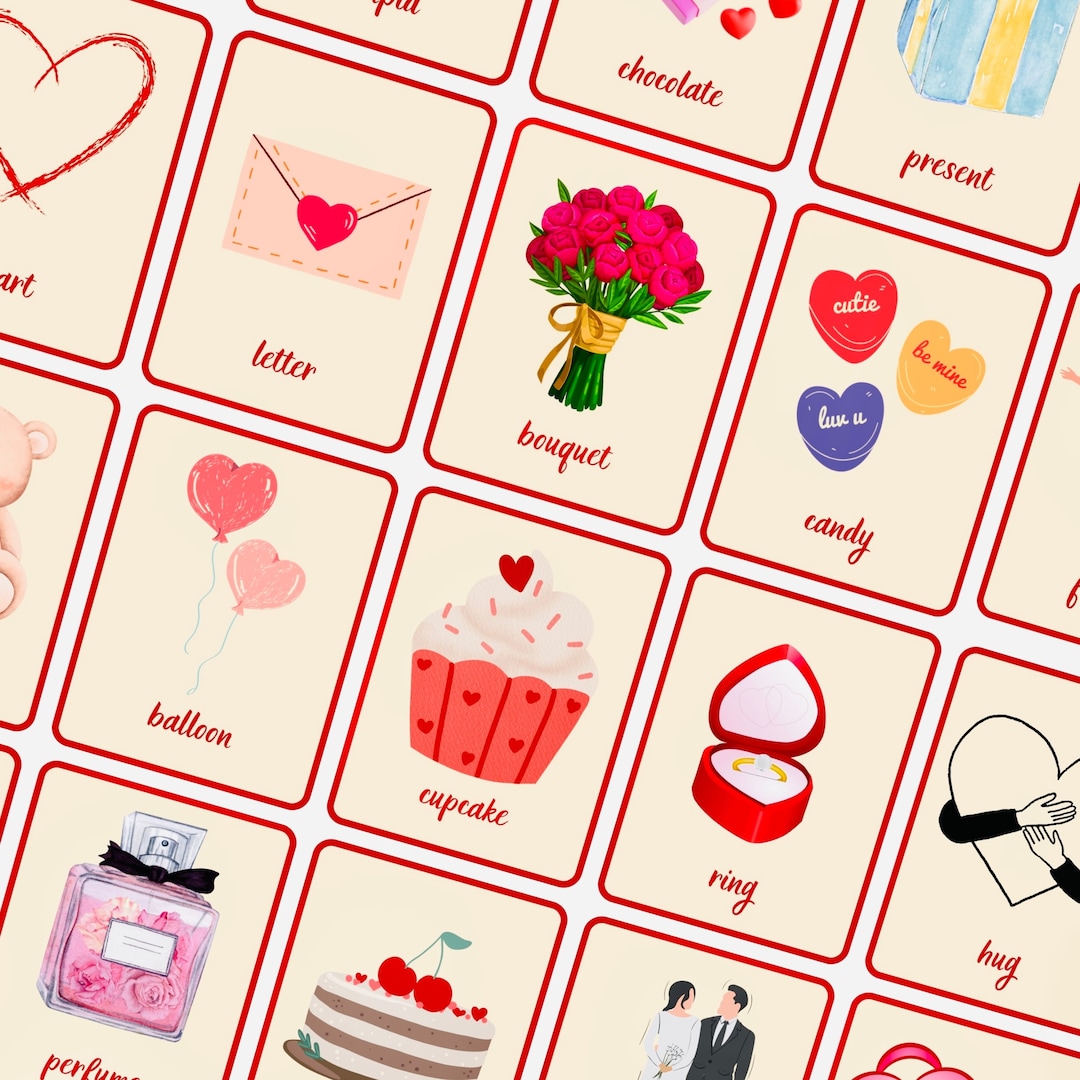 Valentine's Day Printable Flashcards for Kids Classroom Valentine's Day ...
