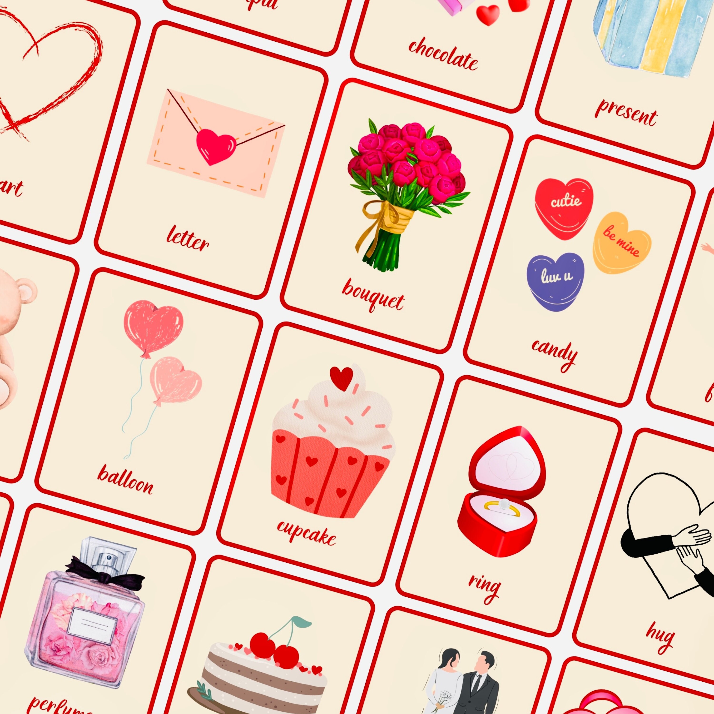 Valentine's Day Printable Flashcards for Kids Classroom Valentine's Day ...