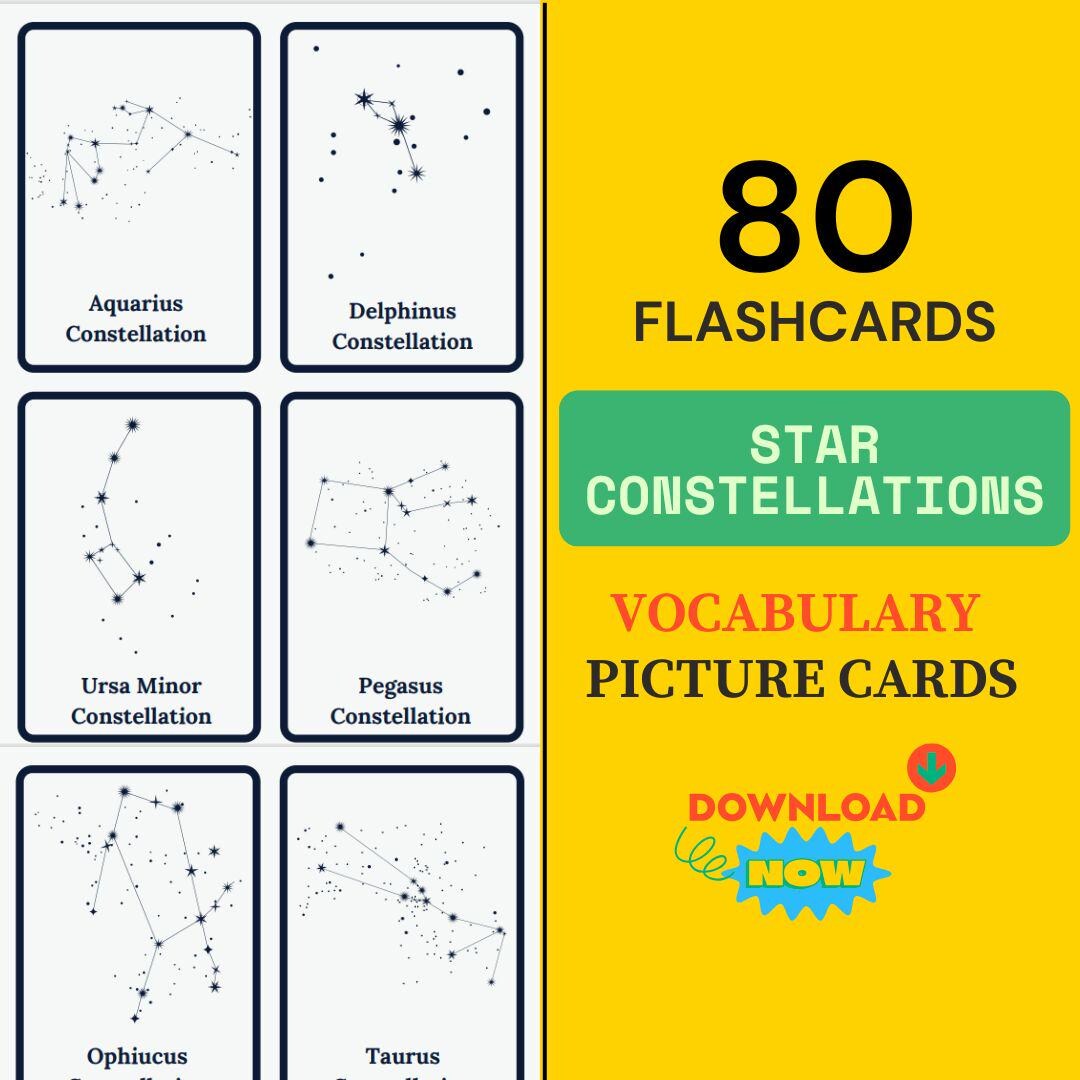 Constellations Flashcards - 80 Cards - Zodiac Constellations - Solar ...