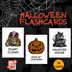 36 Printable Spooky Halloween Flashcards for Kids Halloween Flashcards ...