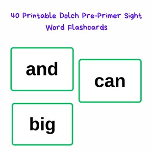 Dolch Sight Words Pre-k Flashcards, High Frequency Words, English ...