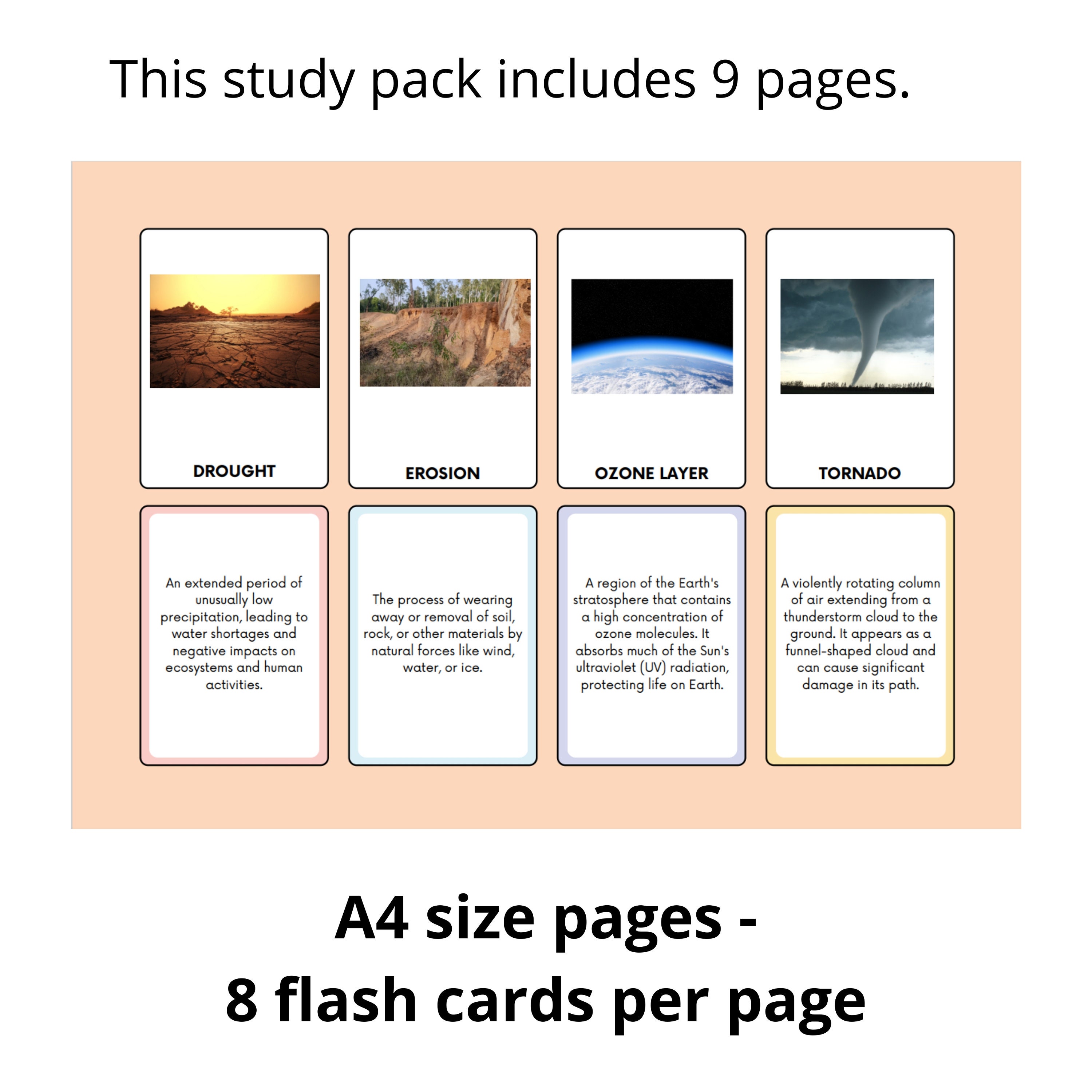 Climate and Weather Earth Science Review Flash Cards, Climate Change ...