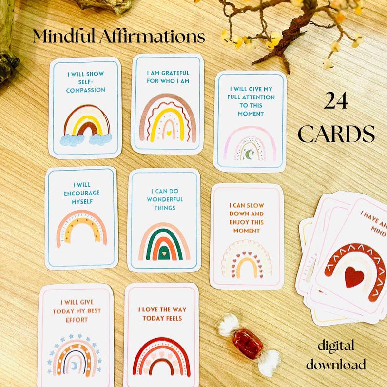 Mindful Affirmations Flashcards Calming Corner Printable Affirmations ...