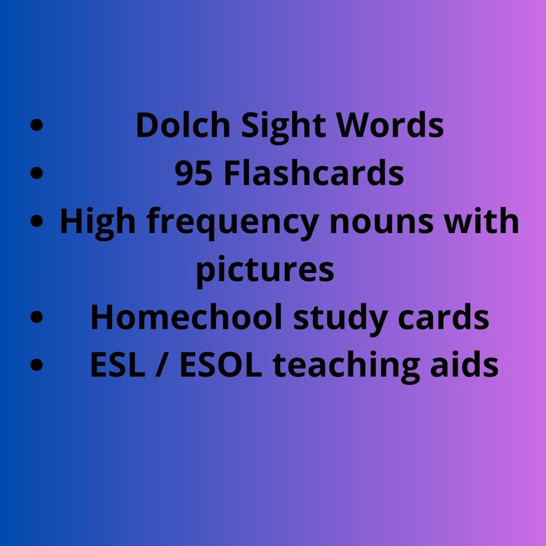 Dolch Noun Sight Words Flashcards With Pictures (PDF) - Etsy