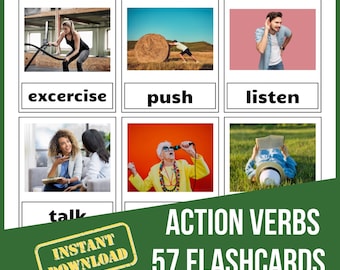 Action Verbs Picture Cards for Speech Therapy - Etsy