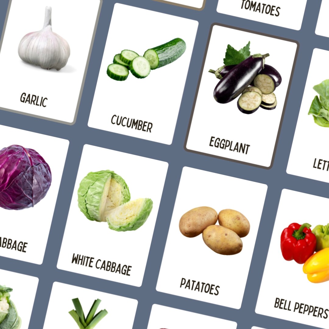 Vegetable Flashcards for Toddlers Montessori Cards Vegetables ...