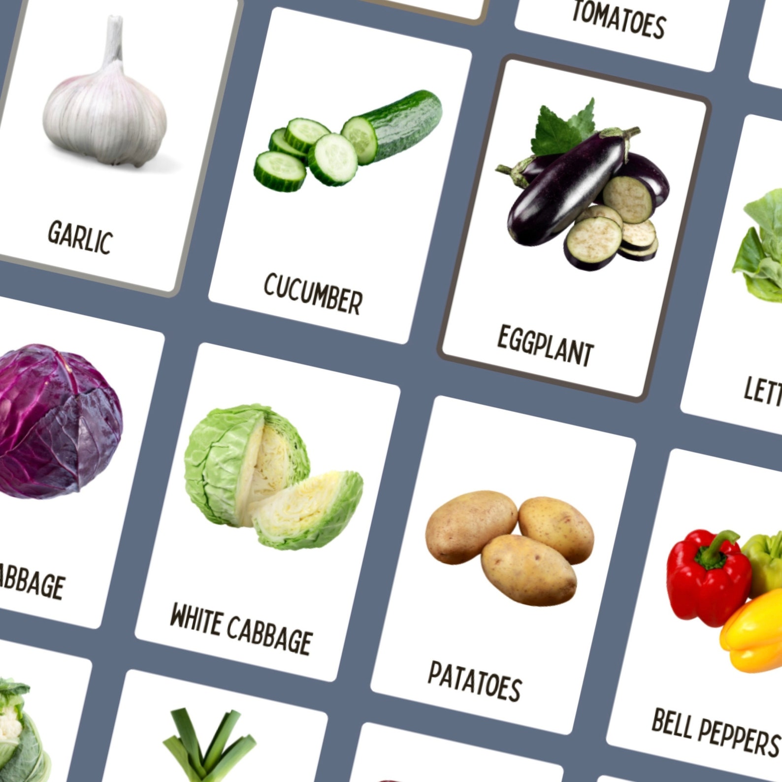 Vegetable Flashcards for Toddlers Montessori Cards Vegetables ...