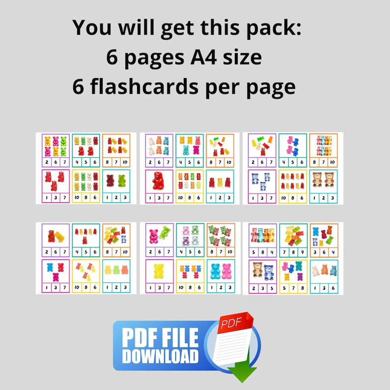 Gummy Bears Count and Clip Cards, Number Recognition (PDF Pattern). - Etsy