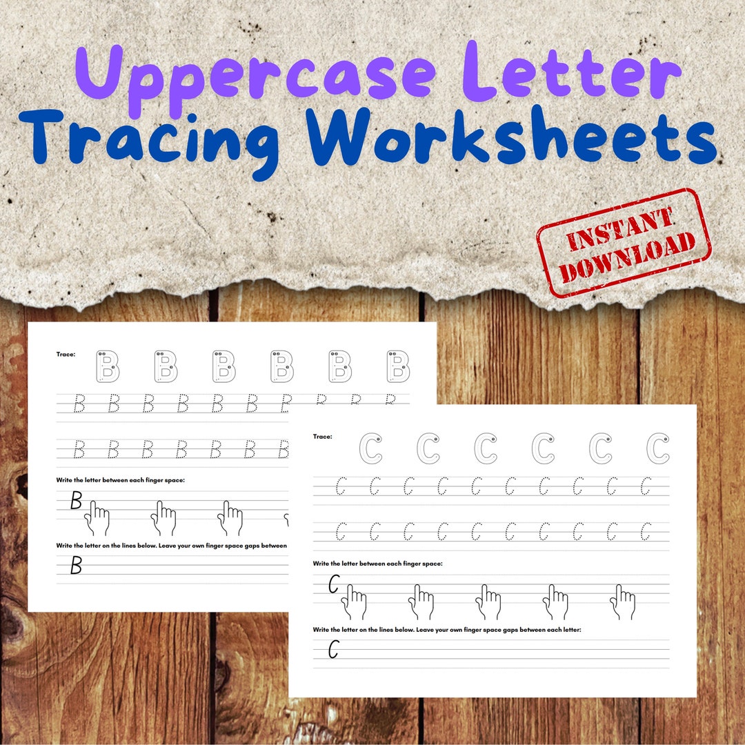 Uppercase Alphabet Letter Tracing Worksheets Hand Writing Practice ...