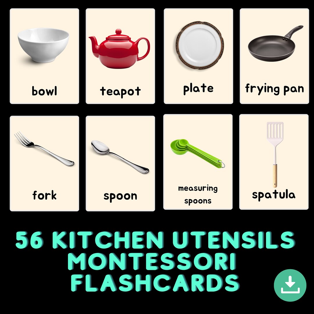 Kitchen Flashcards Real Pictures Montessori Flashcards Toddlers ...