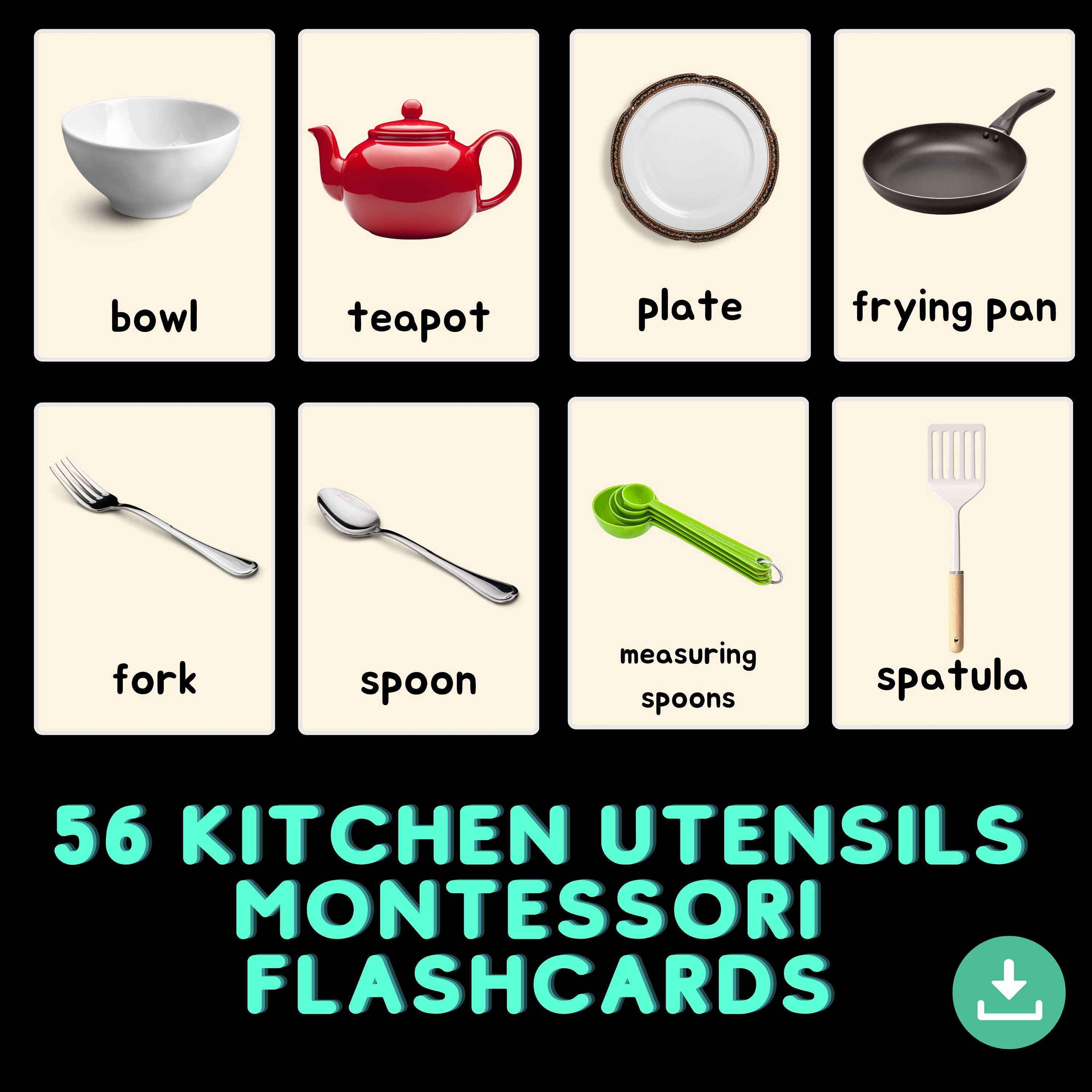 Kitchen Flashcards Real Pictures Montessori Flashcards Toddlers ...