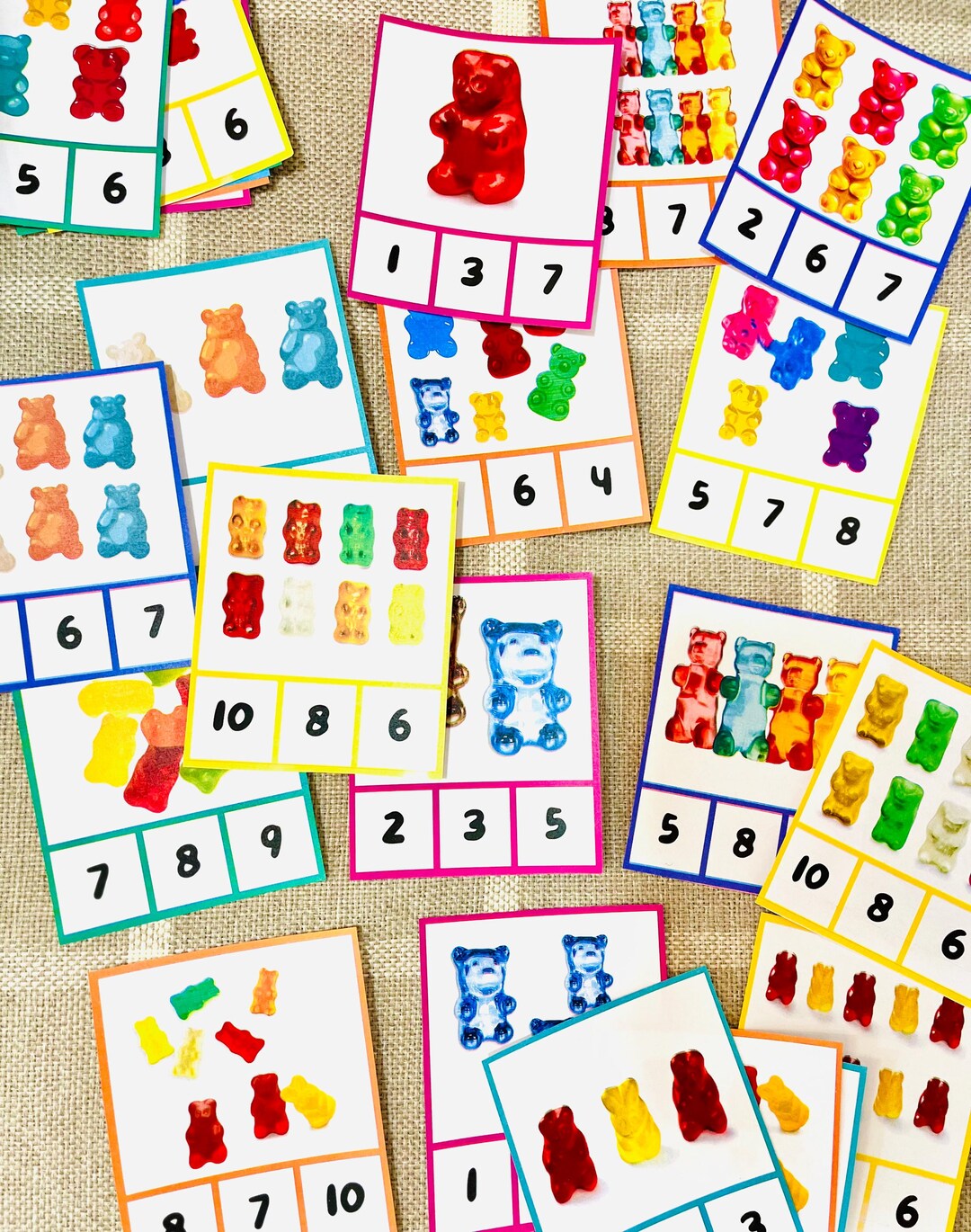 Gummy Bears Count and Clip Cards, Number Recognition (PDF Pattern). - Etsy
