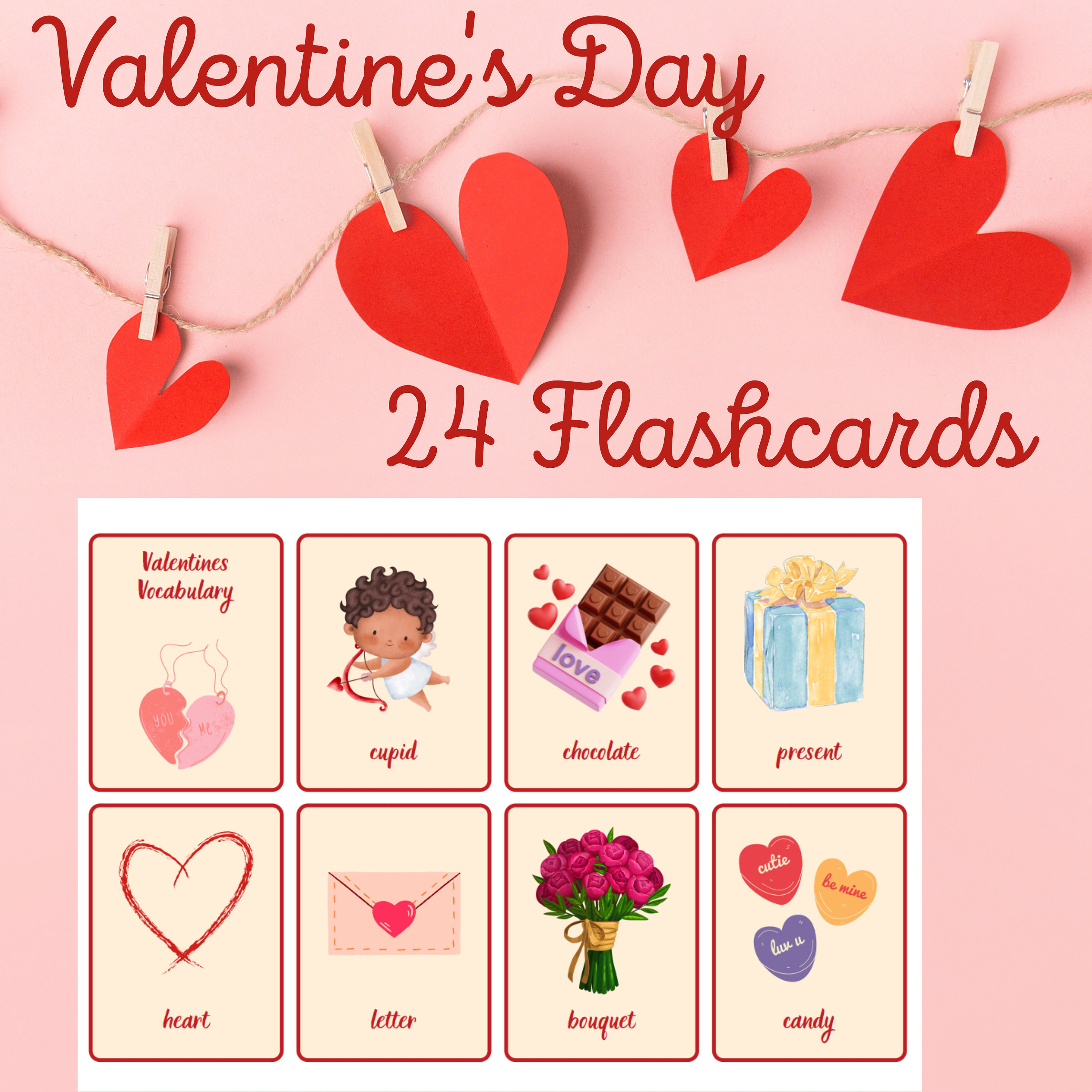 Valentine's Day Printable Flashcards for Kids Classroom Valentine's Day ...