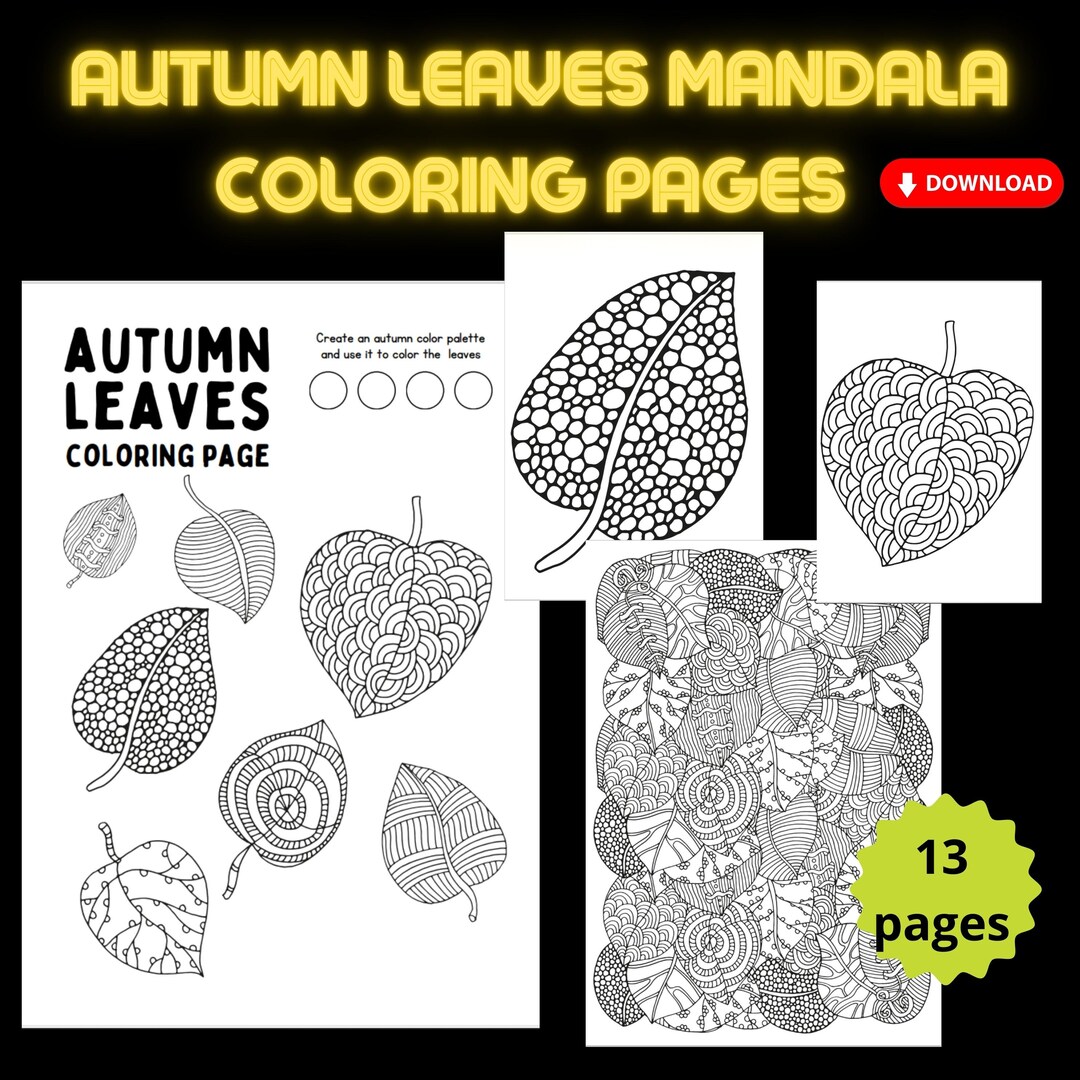 Autumn Leaves Mandala Coloring Pages Montessori Coloring Coloring for ...