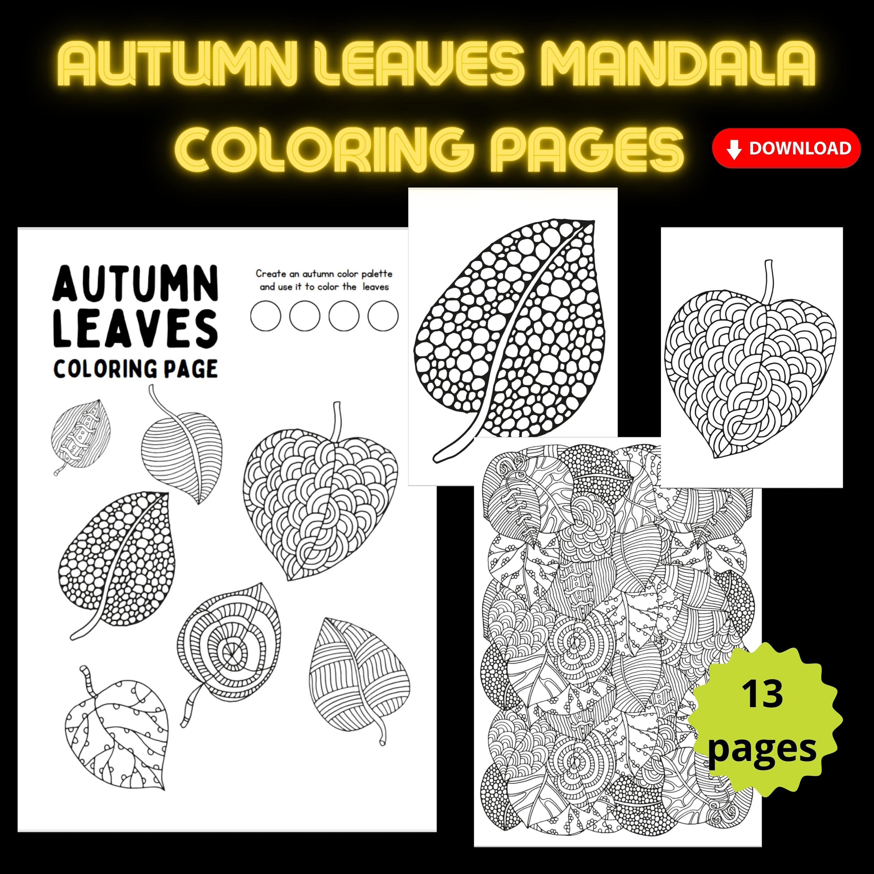 Autumn Leaves Mandala Coloring Pages Montessori Coloring Coloring for ...