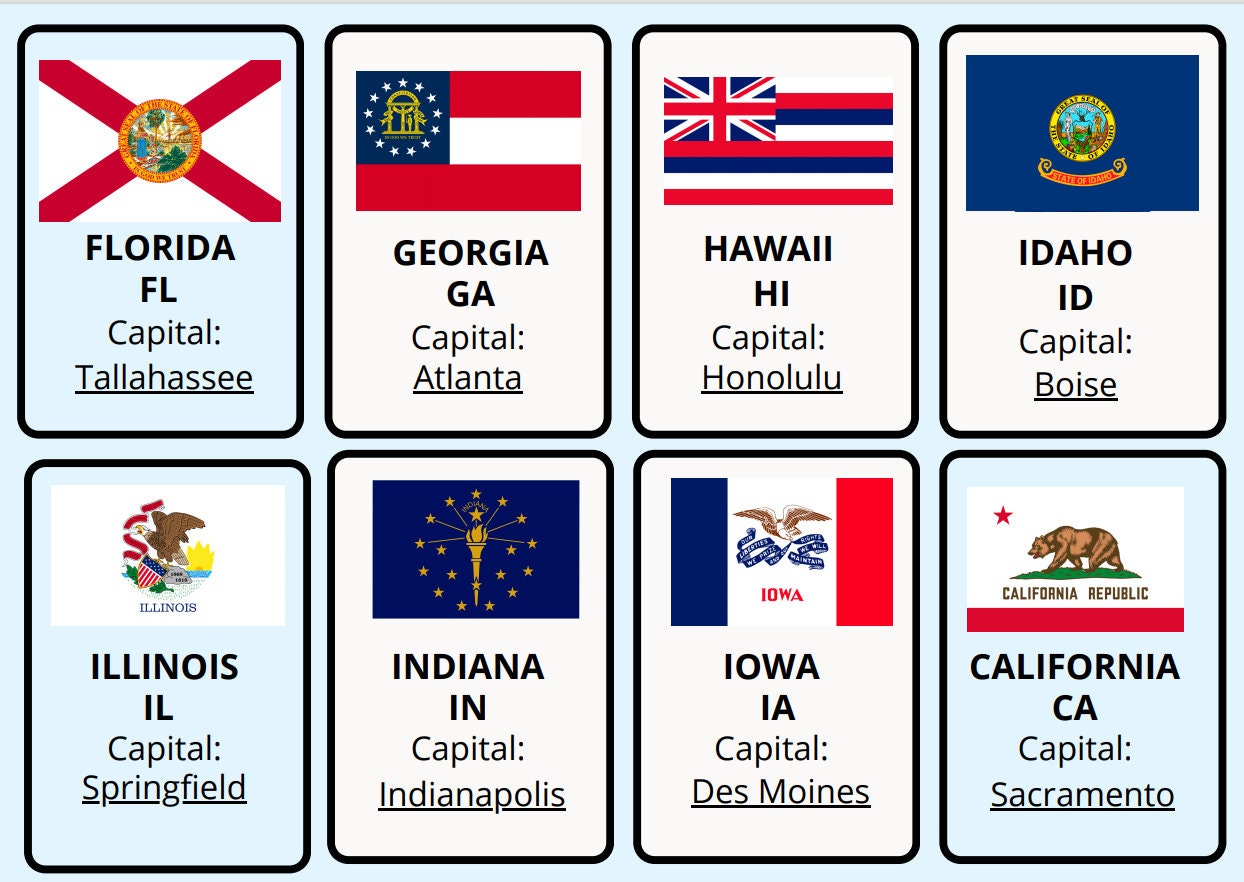 UNITED STATES Flags, 51 Montessori Cards, Facts Cards, Nomenclature ...