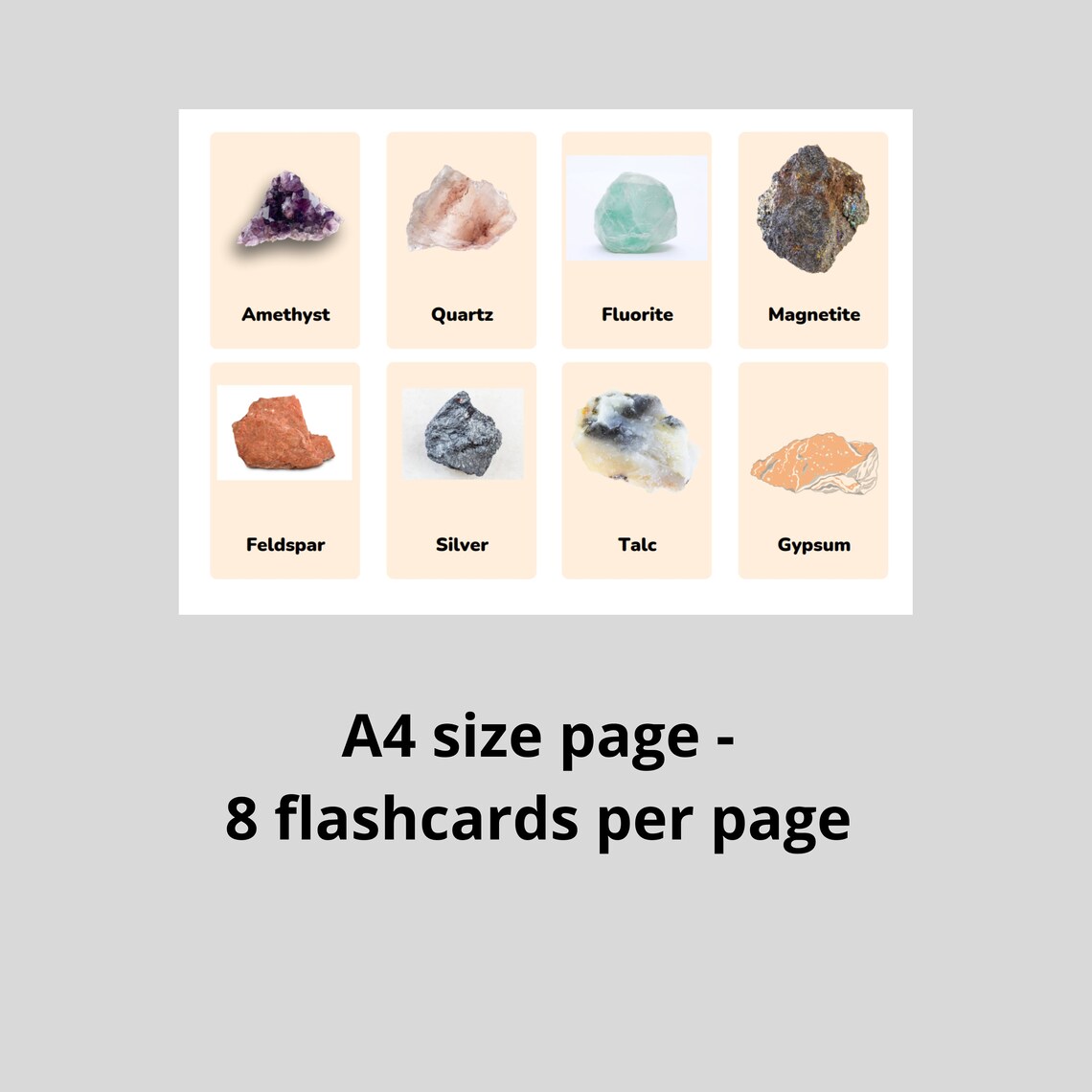 Minerals Specimens Identification Cards, Minerals and Crystals ...