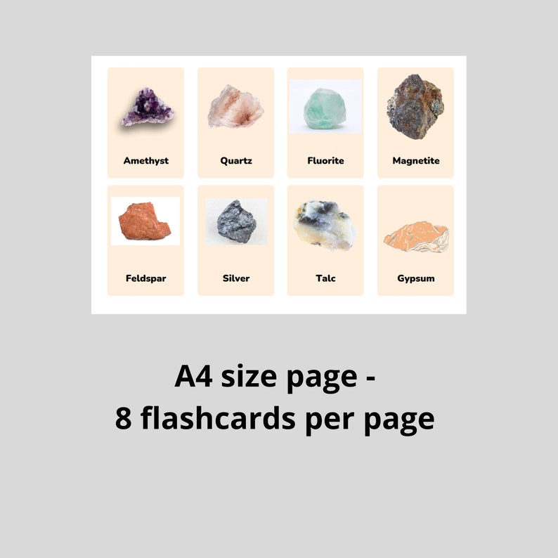 Minerals Specimens Identification Cards, Minerals and Crystals ...