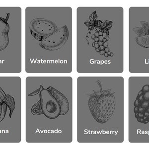 Fruits Flash Cards, Montessori Cards, Nomenclature Cards, English ...
