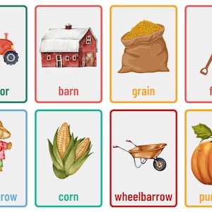 Farm Flash Cards on the Farm for Kids Farm Tools Farm Animals Farm Life ...