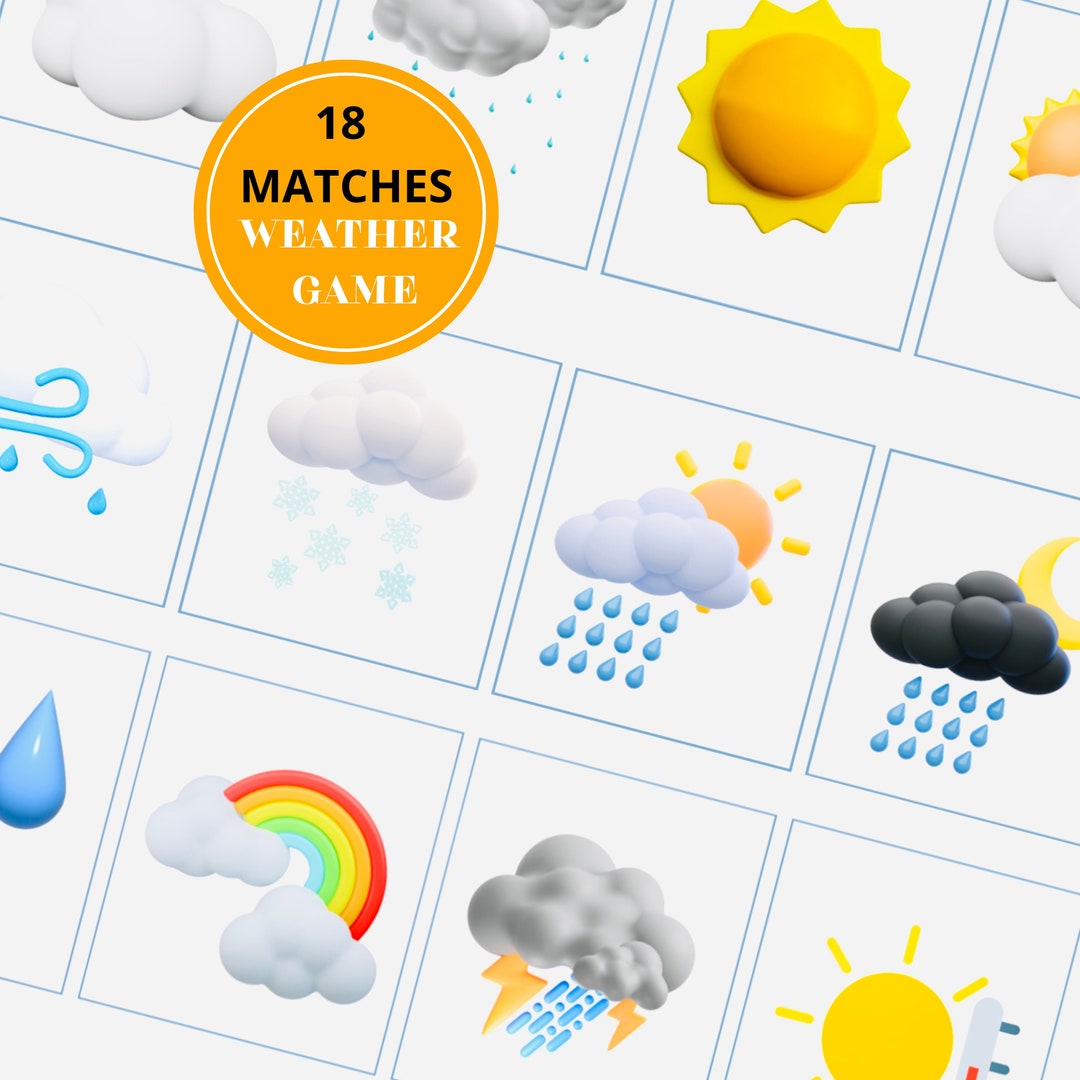 Weather Printable Memory Game Pre-school Printable Game Homeschool ...
