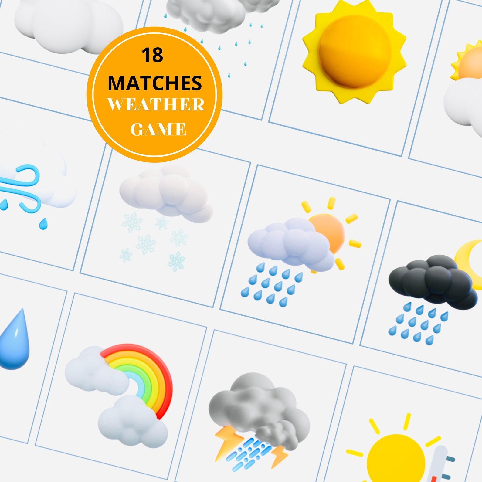Weather Printable Memory Game Pre-school Printable Game Homeschool ...