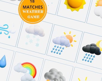 Weather Printable Memory Game Pre-school Printable Game Homeschool ...