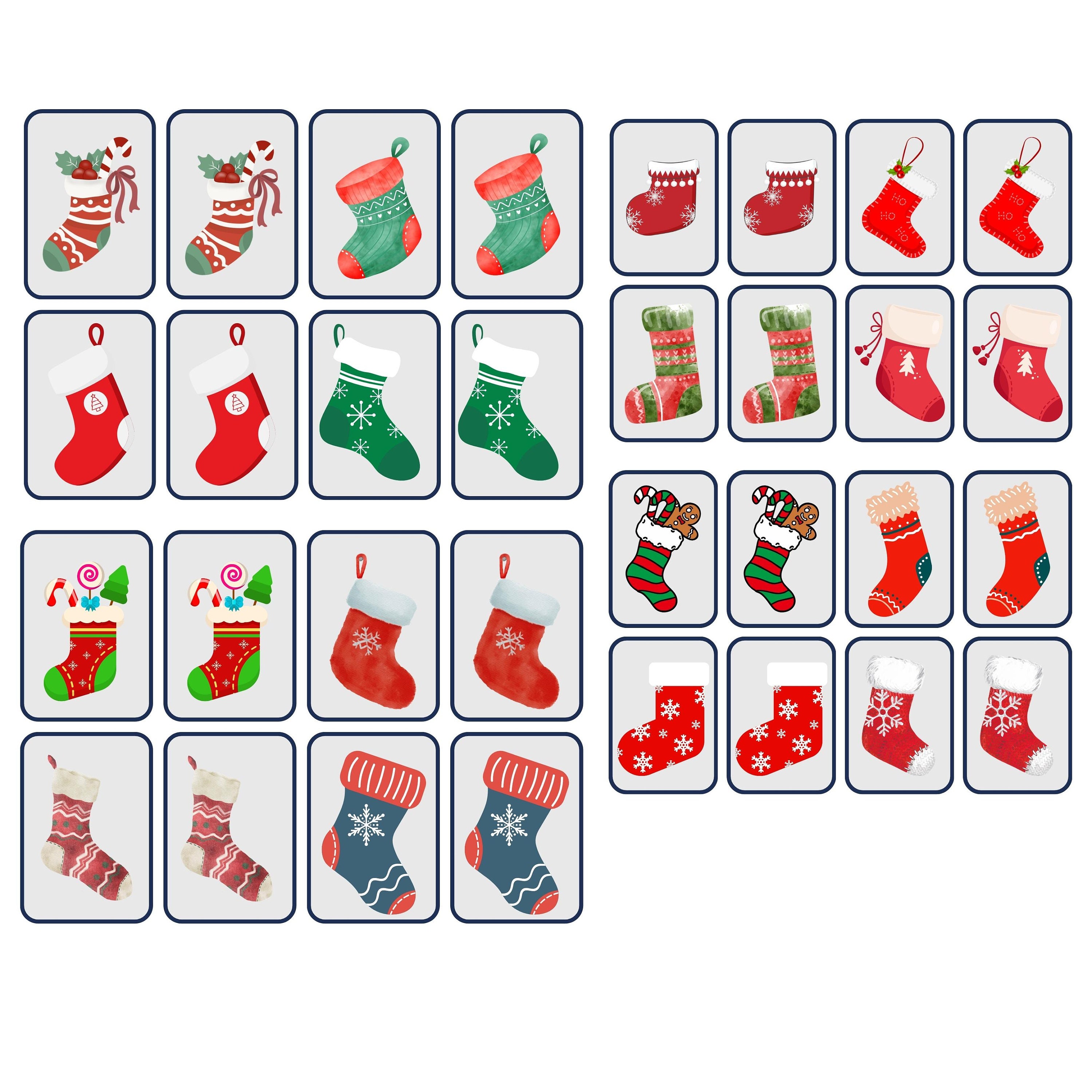 Matching Game Christmas Socks Cards Match Game for Toddlers Matching ...