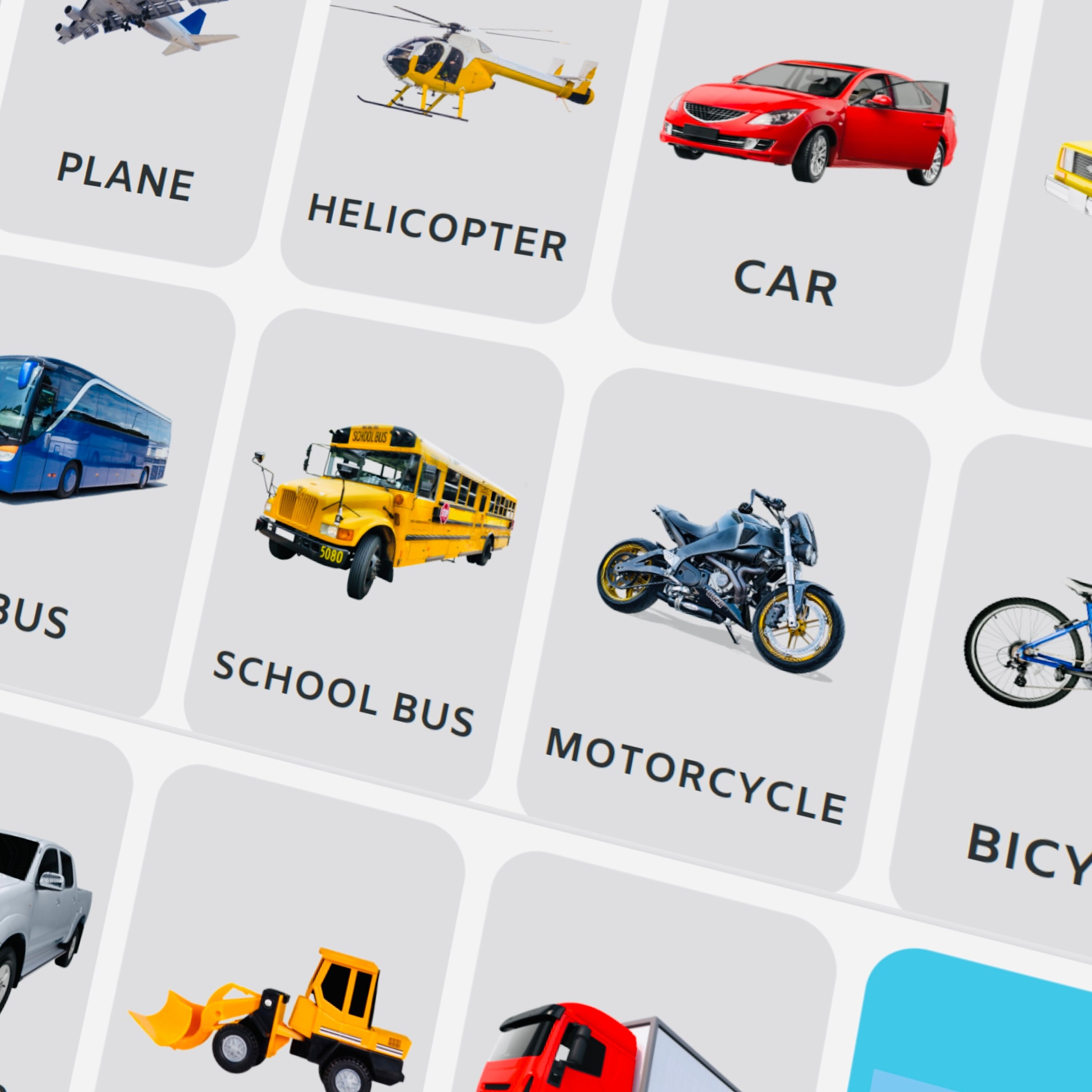 Transport Flashcards Vehicle Flashcards Image Cards for Kids ...