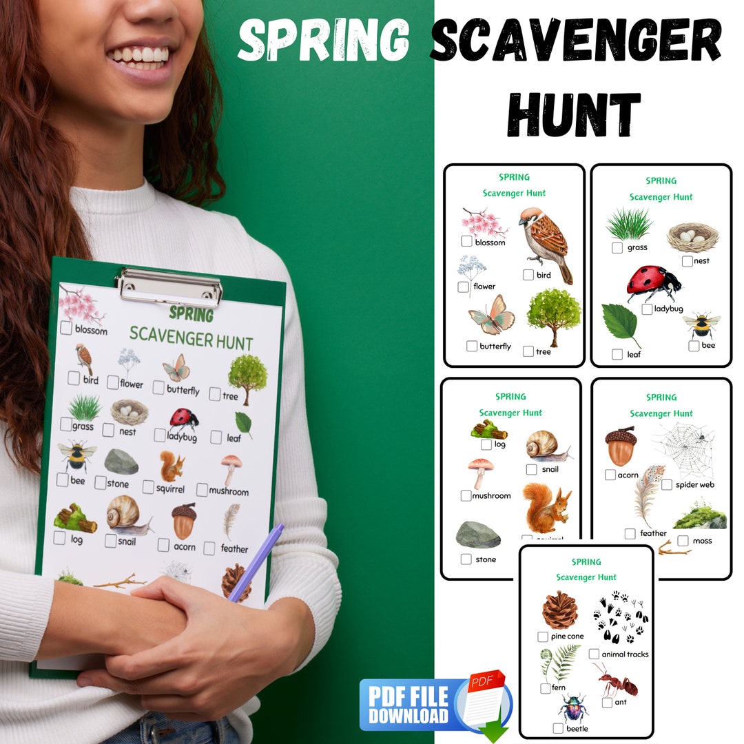 Nature Spring Scavenger Hunt for Kids, Outdoor Learning, Nature Party ...