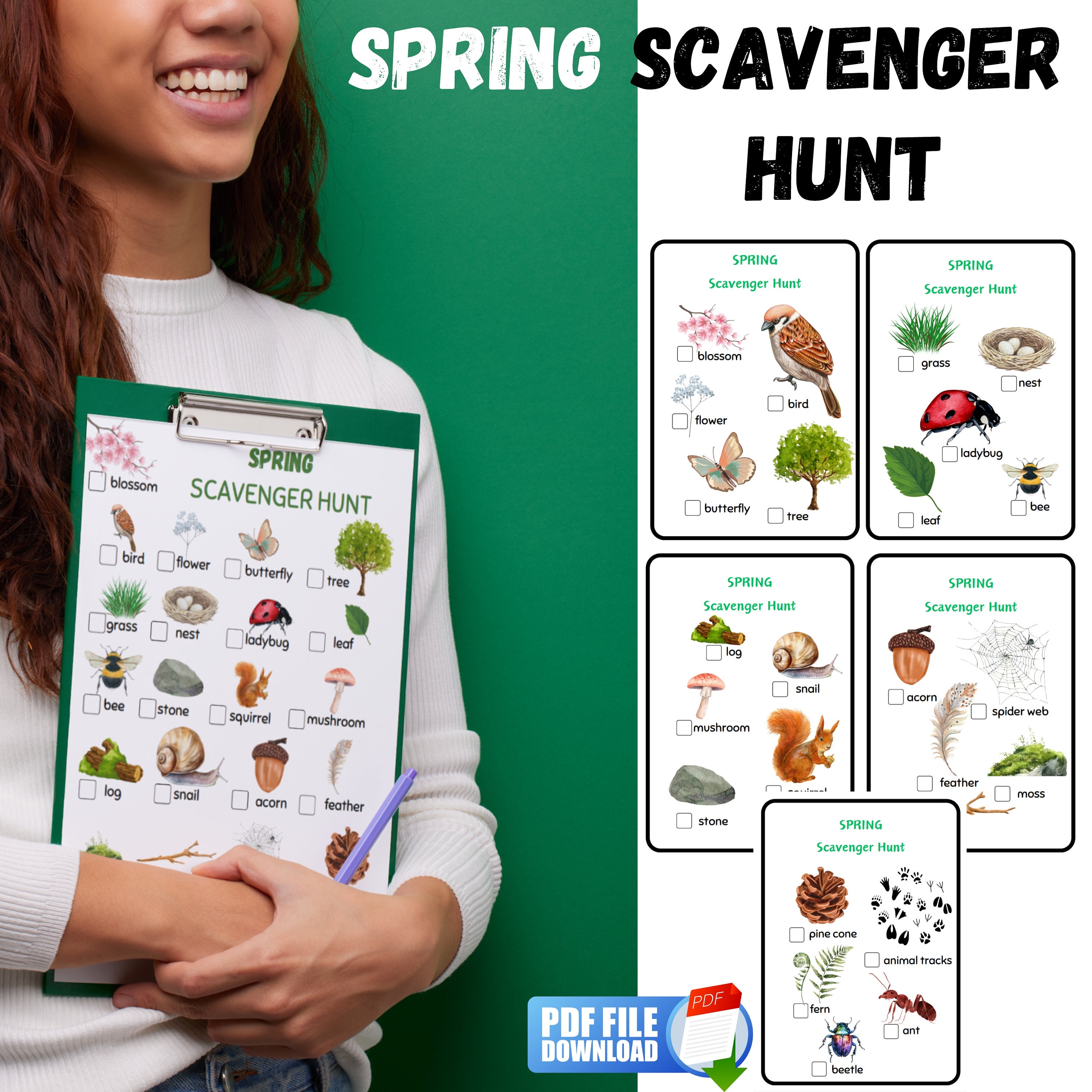 Nature Spring Scavenger Hunt for Kids, Outdoor Learning, Nature Party ...