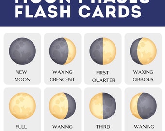 Moon Phases Flashcards, Montessori Science Cards (PDF & PNG). - Etsy