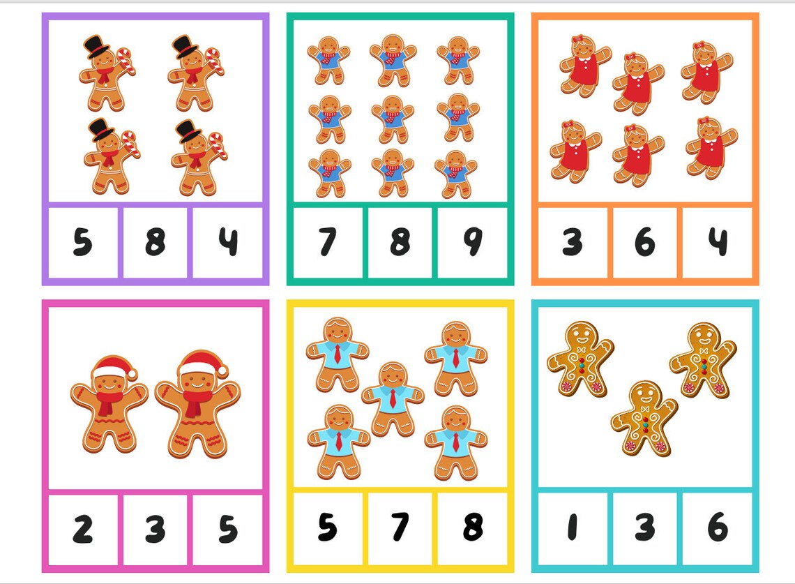 Count and Clip Cards, Christmas Cookies Count and Clip Cards Pdf, Count ...