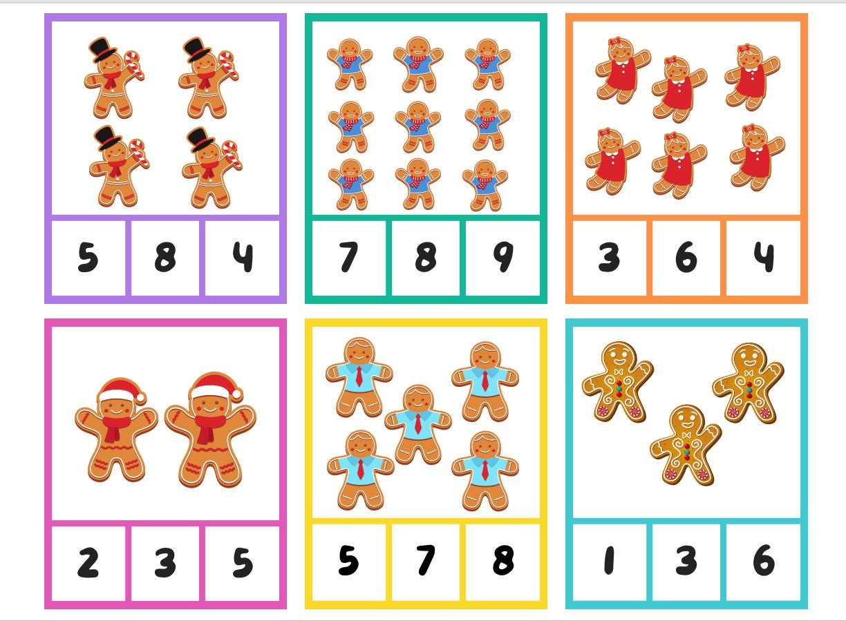 Count and Clip Cards, Christmas Cookies Count and Clip Cards Pdf, Count ...